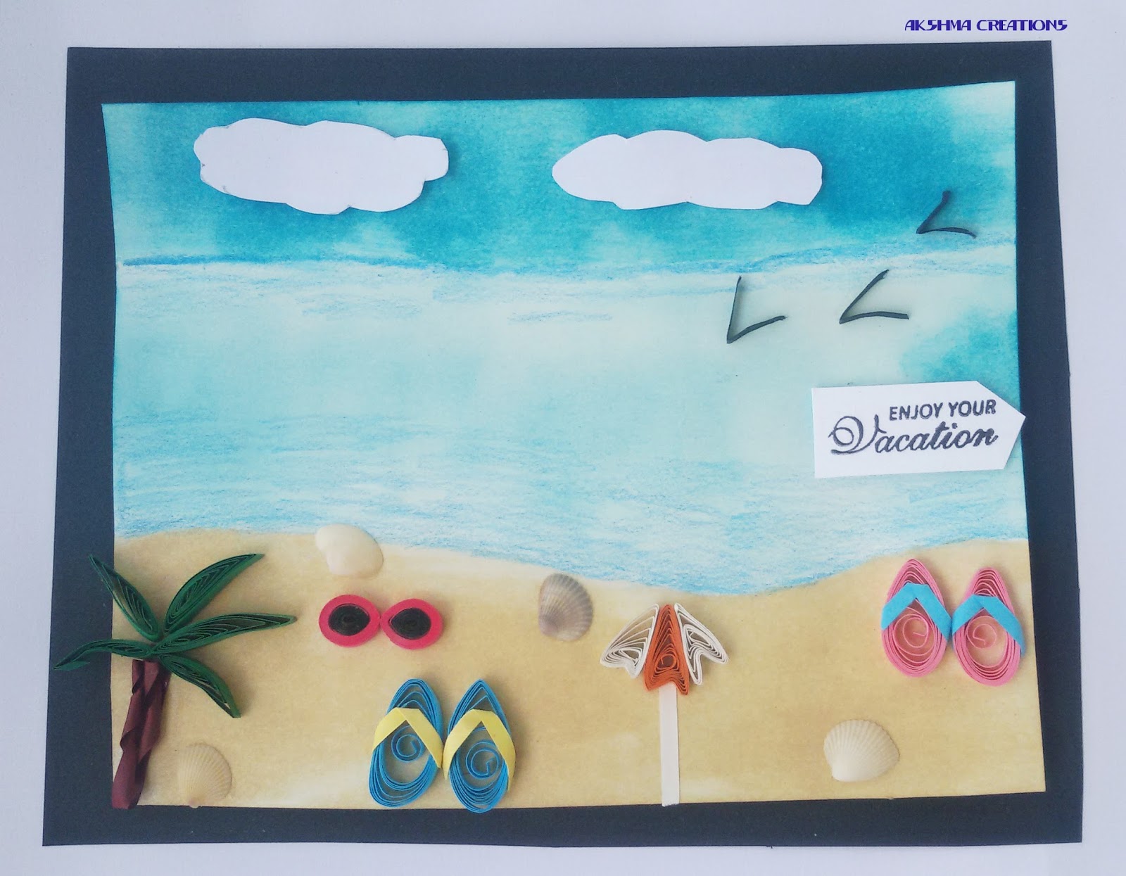 Creative Crafts and Quilling: A beach card