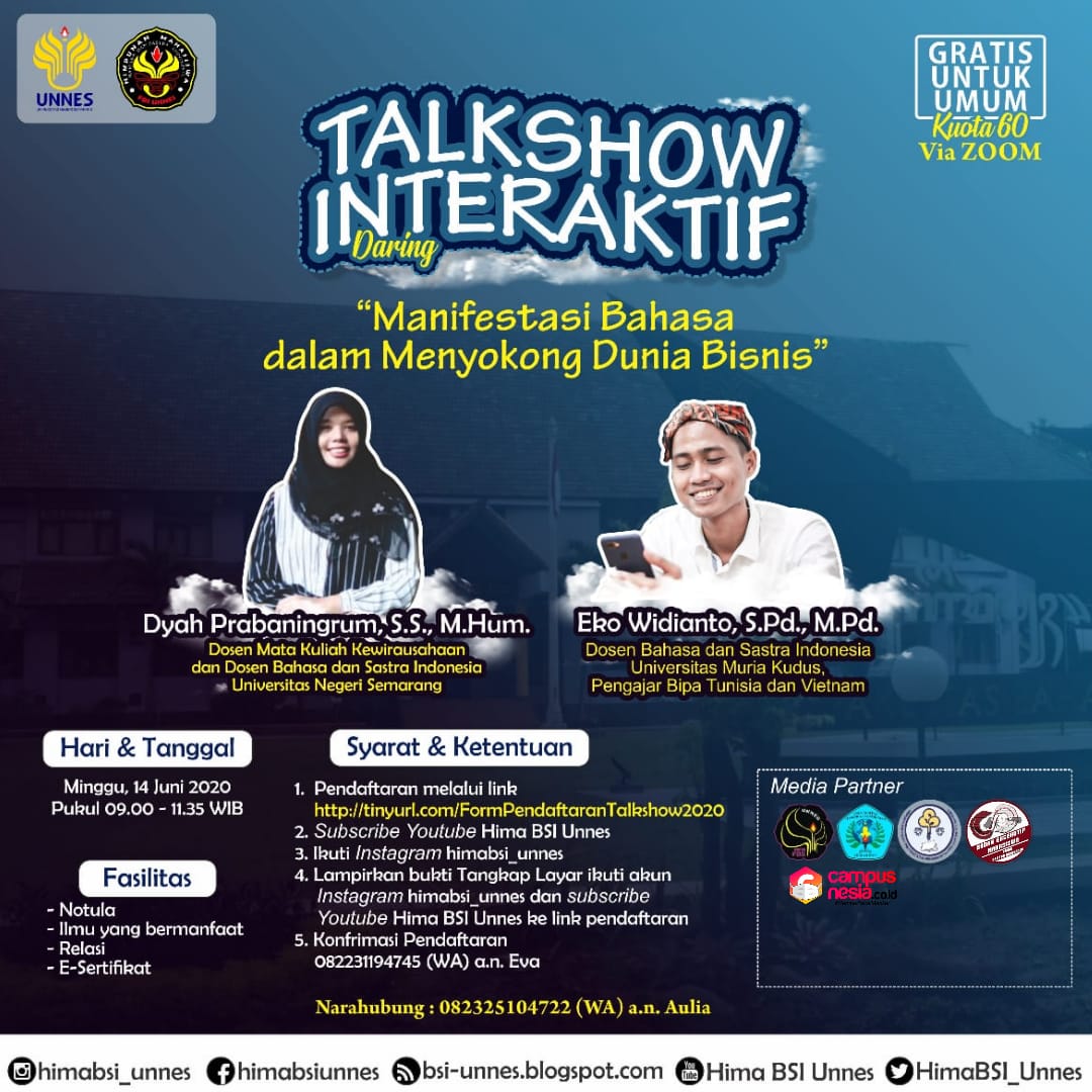 Talk Show Interaktif Daring "Manifestasi Bahasa dalam Menyokong Dunia ...