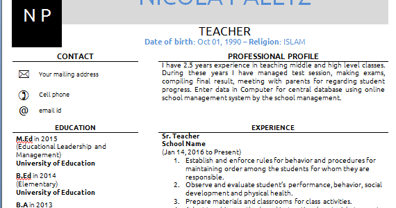 NP - CV templates in MS Word Format