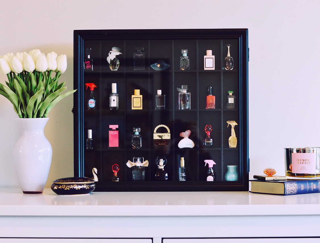 Mini Perfume Collection Storage Using a Shot Glass Display Case