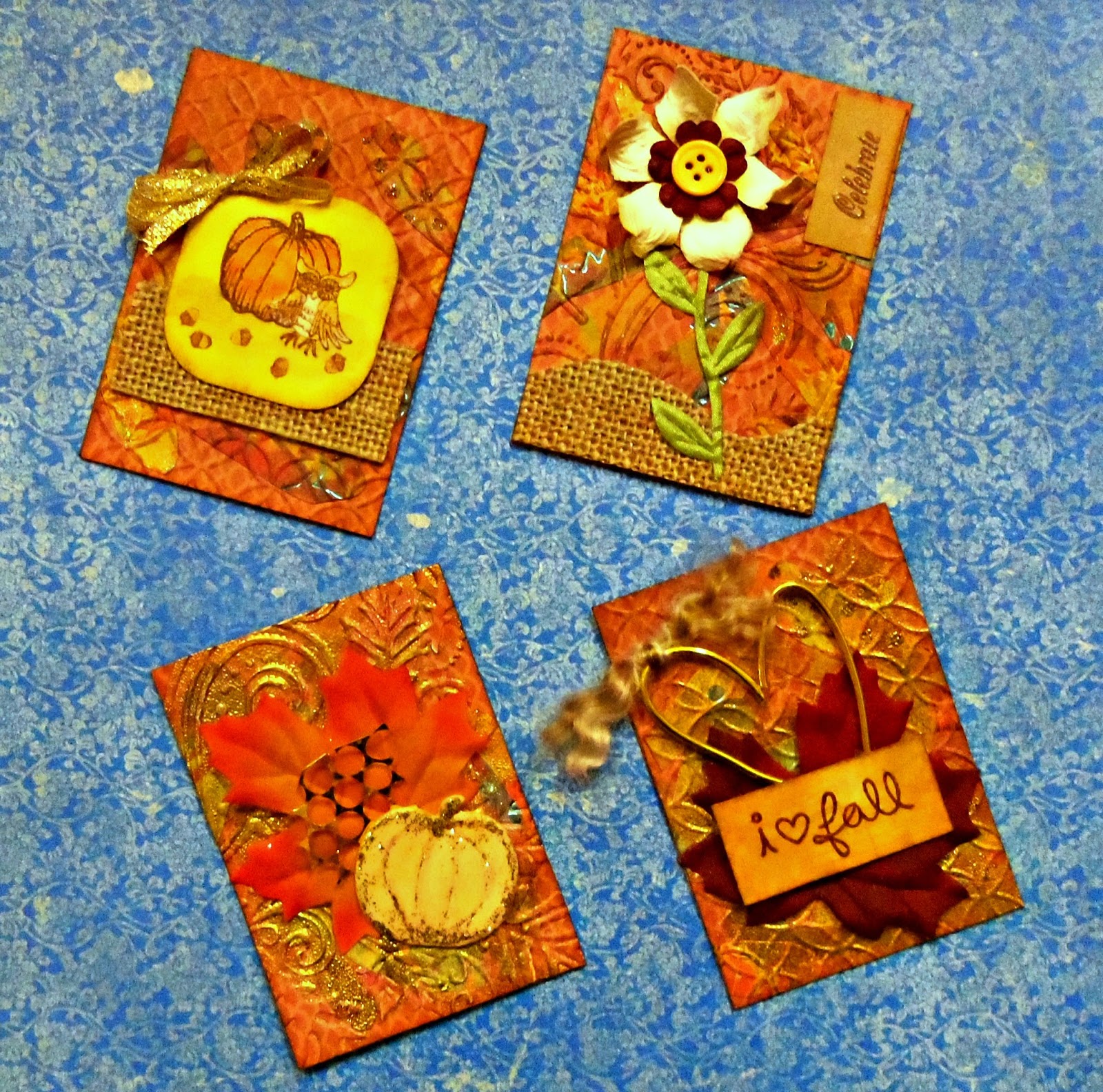 Her Peaceful Garden: Autumn ATCs --- My first ones ever!!