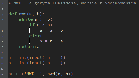 NWD w Pythonie cz. 1 - wersja z odejmowaniem