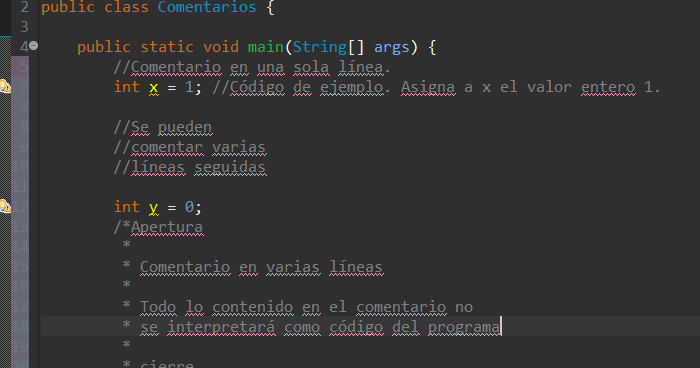 Comentarios en programación Java.