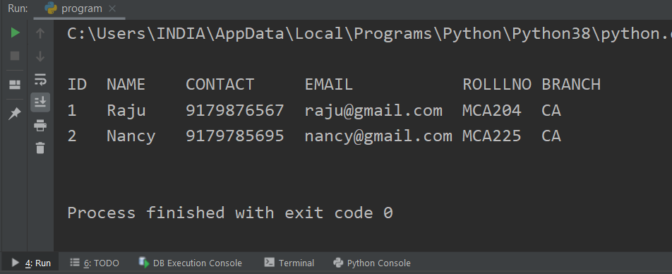 Python and sqlite commands - matterskool