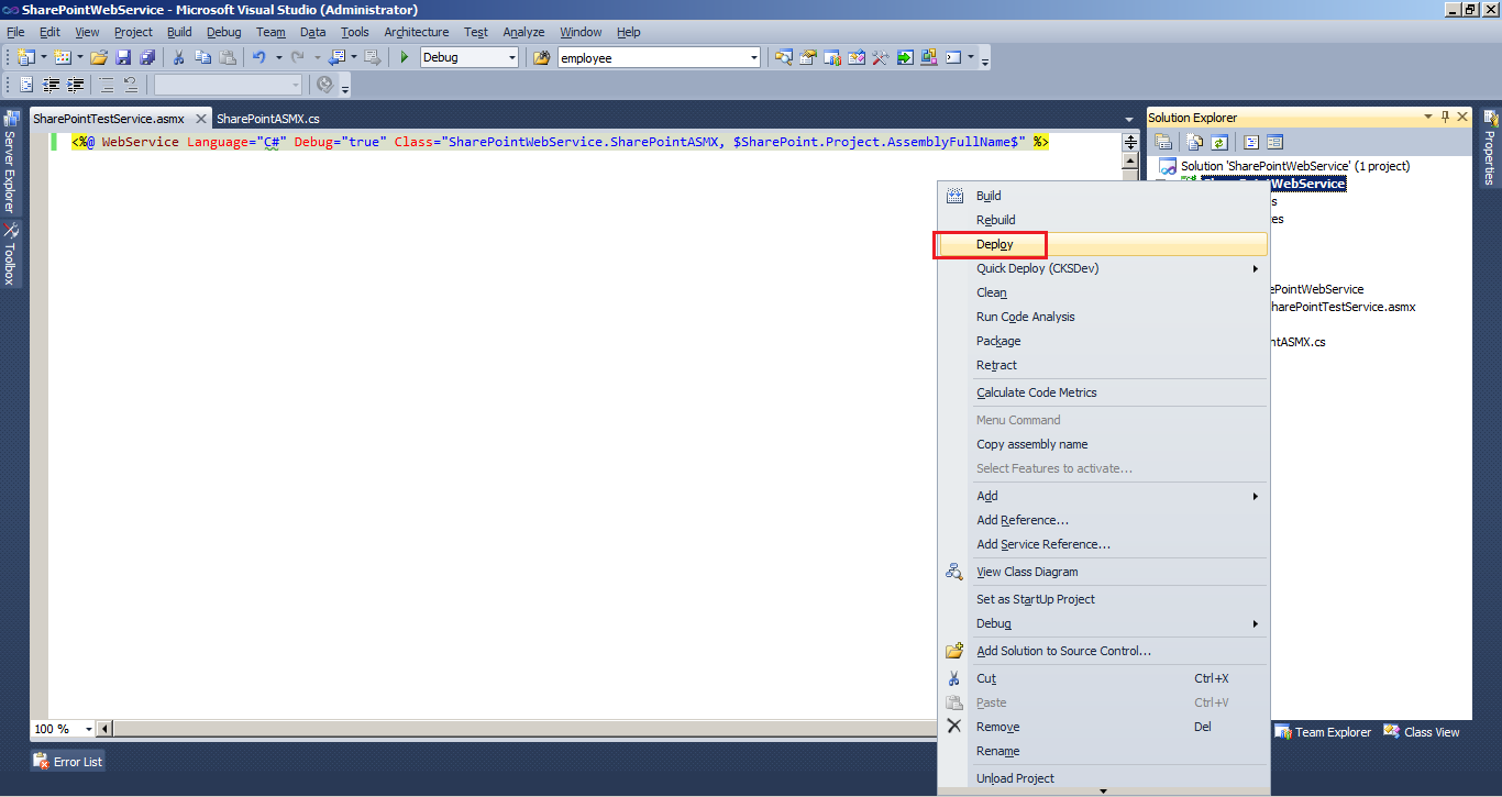 How To Create An Asmx Web Service On Sharepoint 2010 Using Vs2010