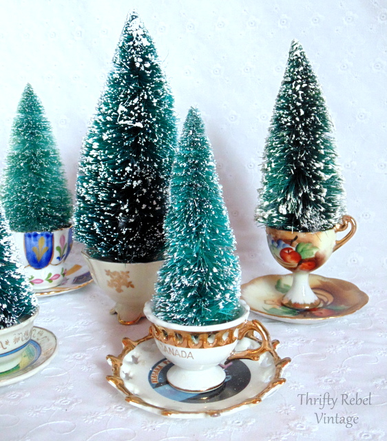 Mrs.T's Christmas Kitchen: A sweet decorating idea ~ miniature teacup trees