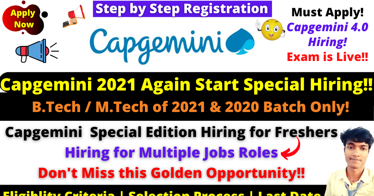 Capgemini Off Campus Drive 2021 | Hiring for Multiple Job Roles | B.Tech/M.Tech | Batch: 2021 ...