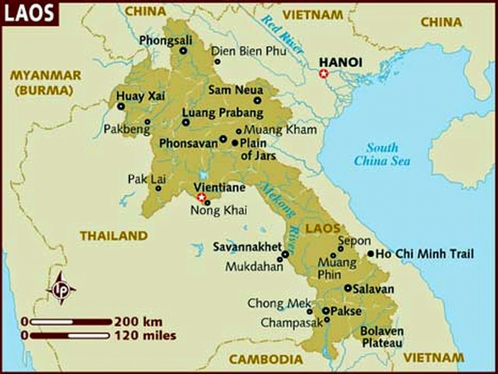 PLAIN OF JARS & VIENTIANE, Laos: LAOS MAP