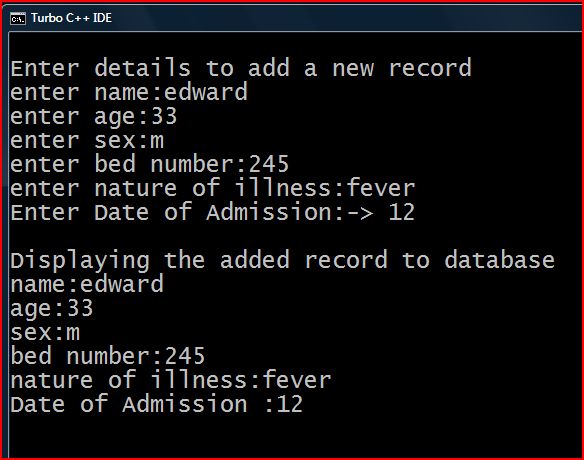 C++ PROGRAMS: PATIENT DATABASE USING INHERITANCE