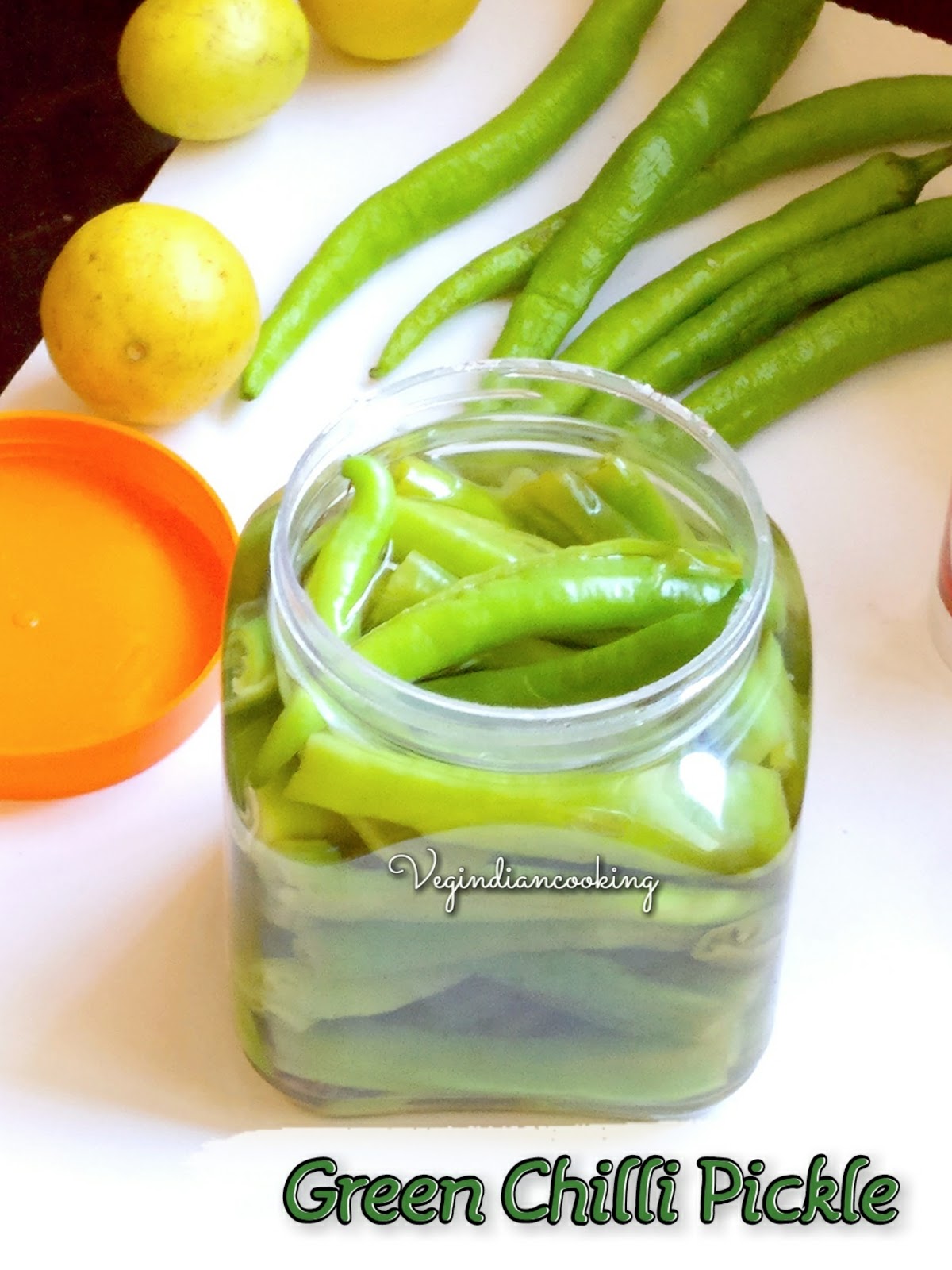 Veg Indian Cooking: Pickled Green Chillies