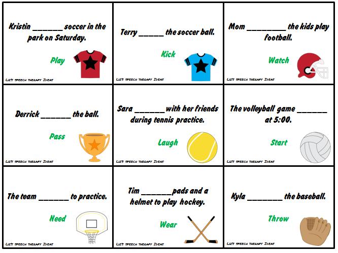 Liz's Speech Therapy Ideas: Sports Language Packets