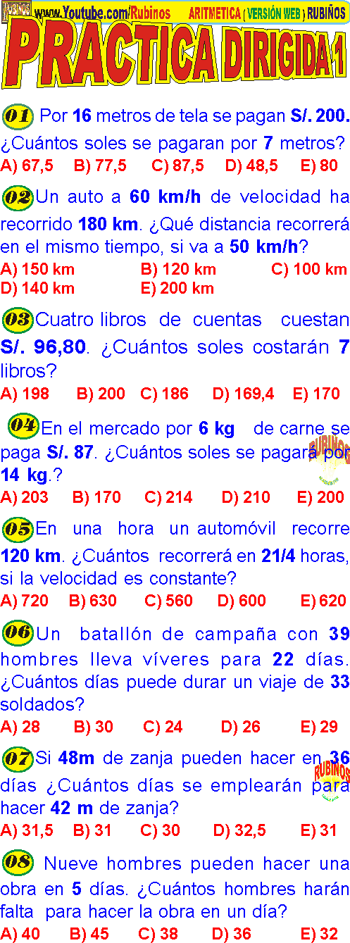 Regla De Tres Simple Y Compuesta Ejercicios Resueltos Pdf