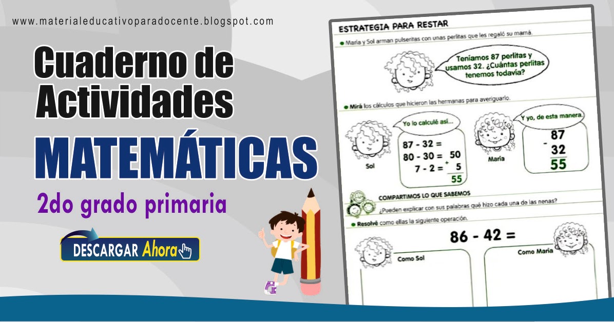 Material Educativo: Cuaderno de actividades matemáticas para 2do grado ...