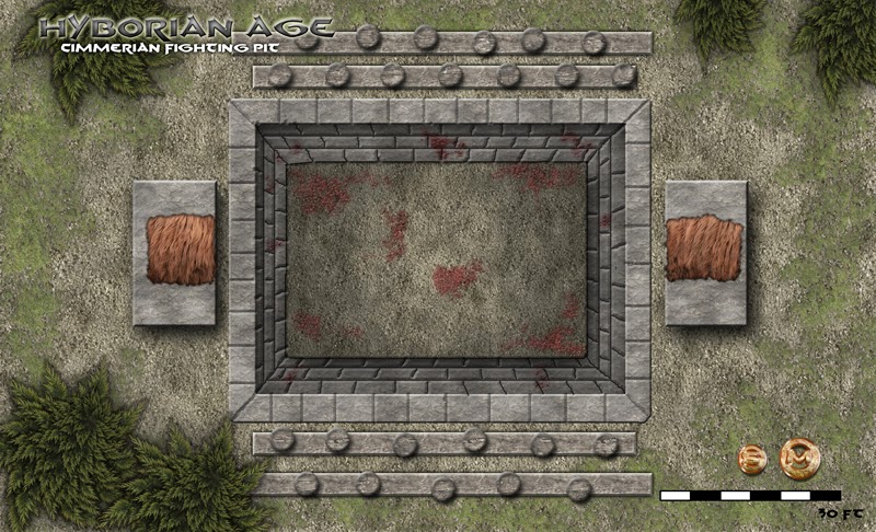 Hyborian Adventures for D&D 5e: Cimmerian Fighting Pit Battlemap
