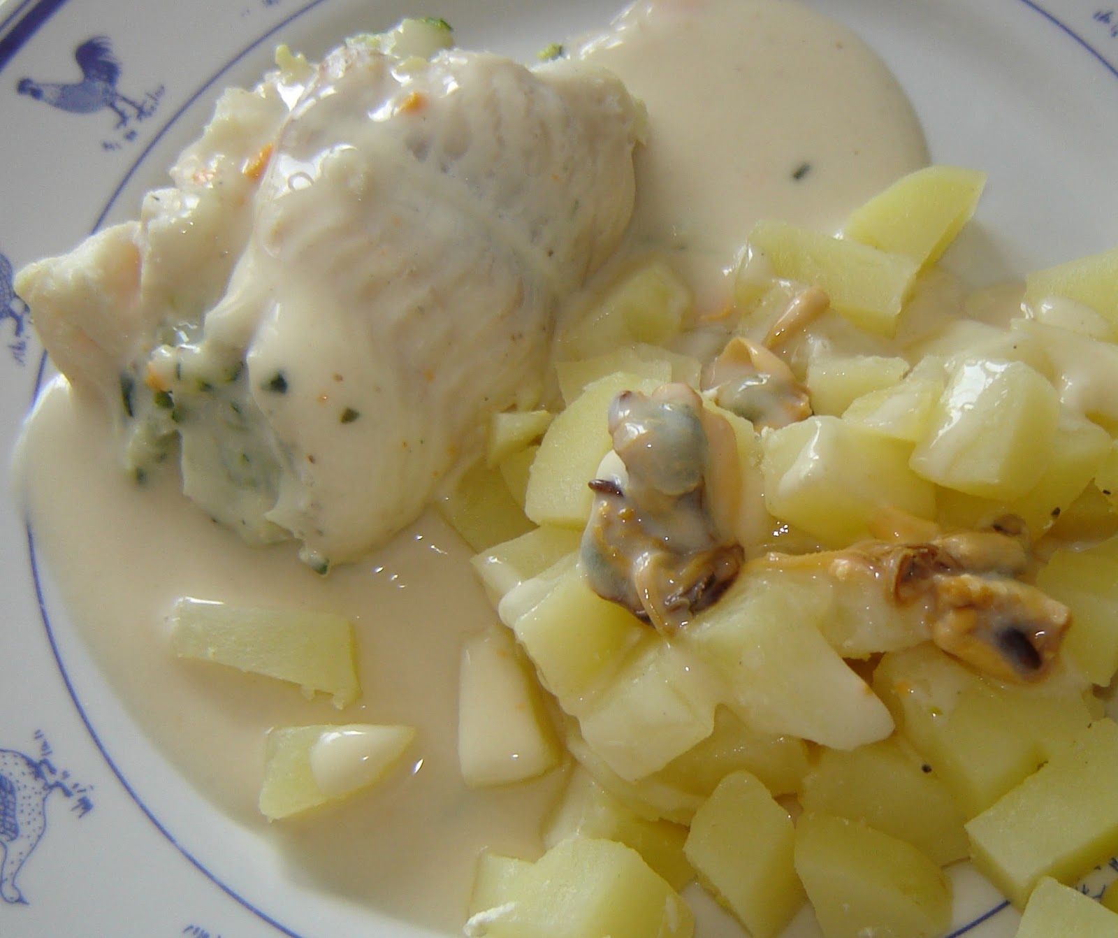 Rôti de poisson, pommes de terre et sauce aux moules (thermomix)