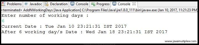 How to add N working days to the current date in Java?