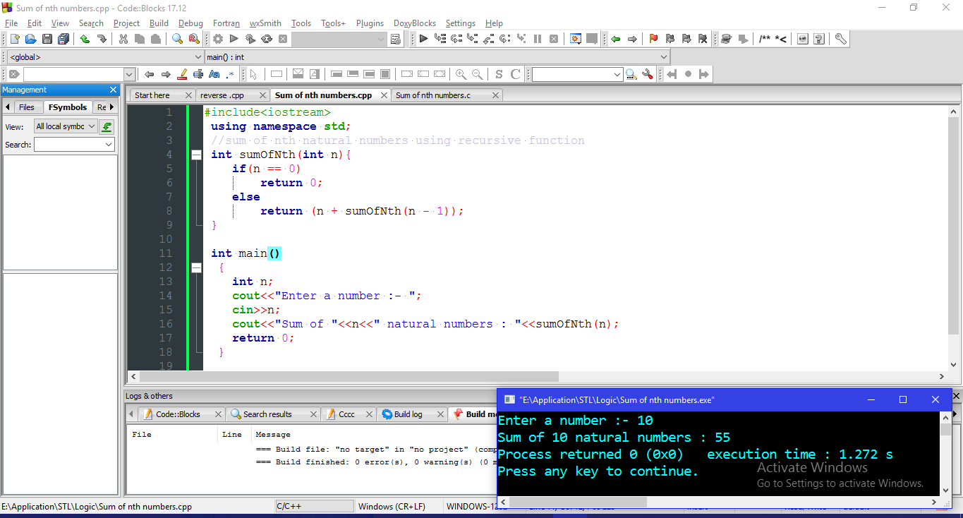 Program in C and C++ to find sum of nth numbers Using recursive function Program in C and C++ to find sum of nth numbers Using recursive function