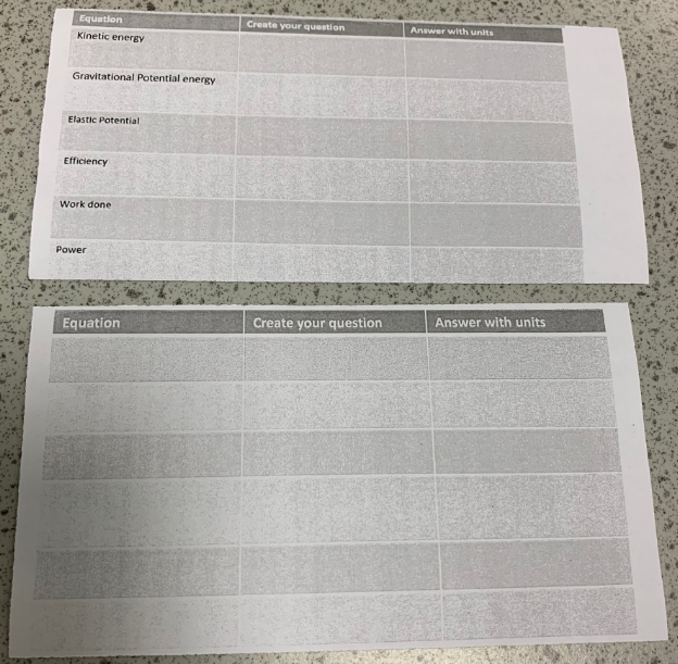 Recall Sheet in Physics