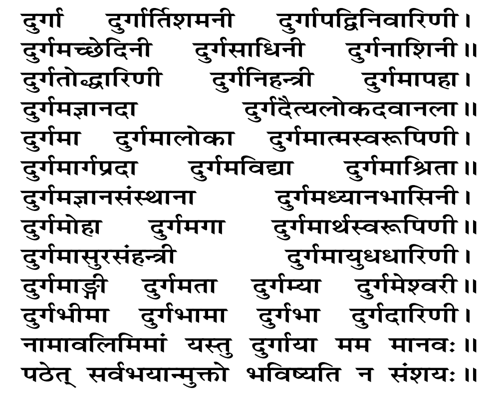 Maa Durga 32 Namavali Stotra ( Dwatrinsha Namavali ) in Sanskrit
