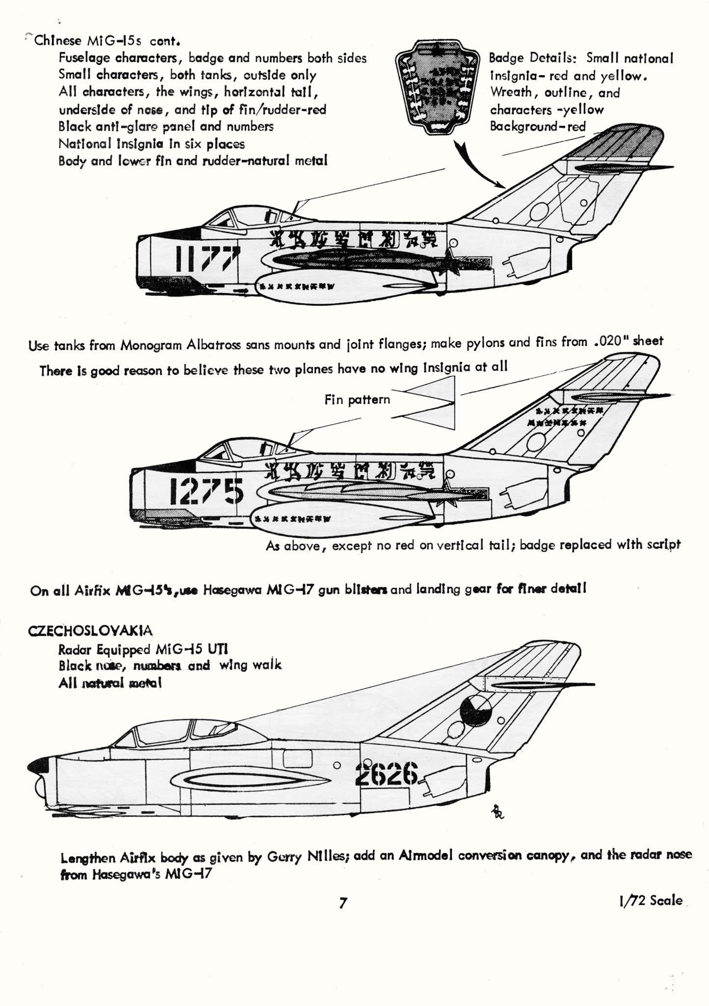 Oldsarges Aircraft Model blog: MIG-15 profiles