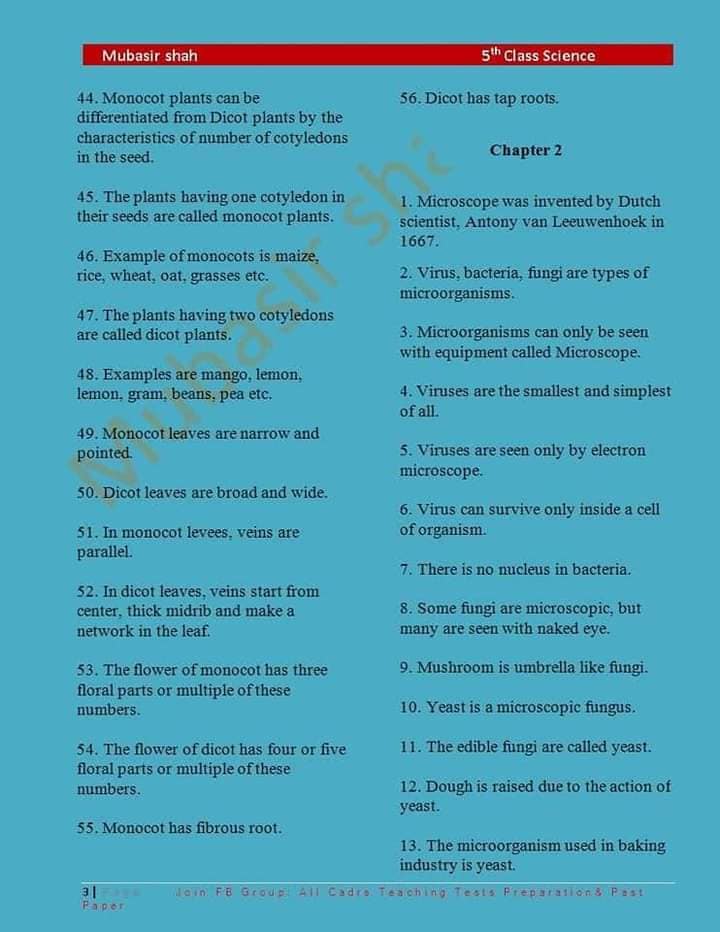 KNOWLEDGE FOR ALL: CLASS FIVE 5 SCIENCE SHORT QUESTION ANSWERS