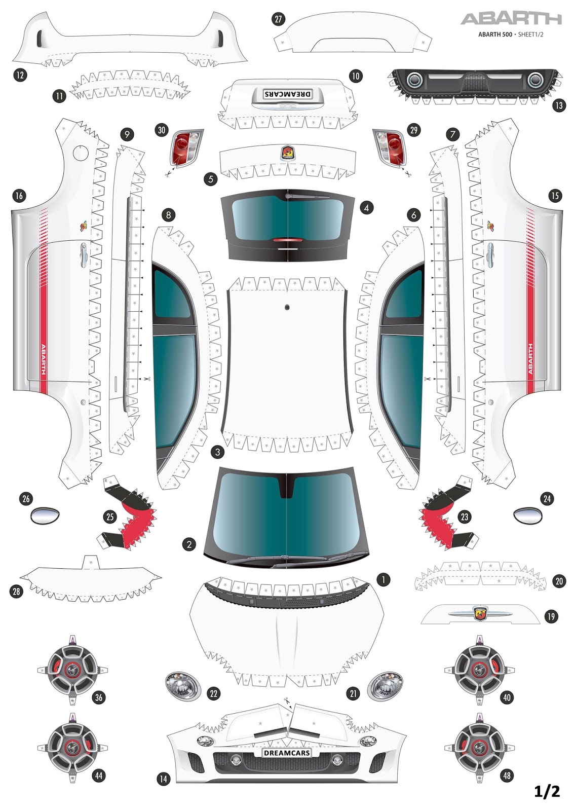 DreamCarsPro: DIY Fiat 500 Abarth Paper Model