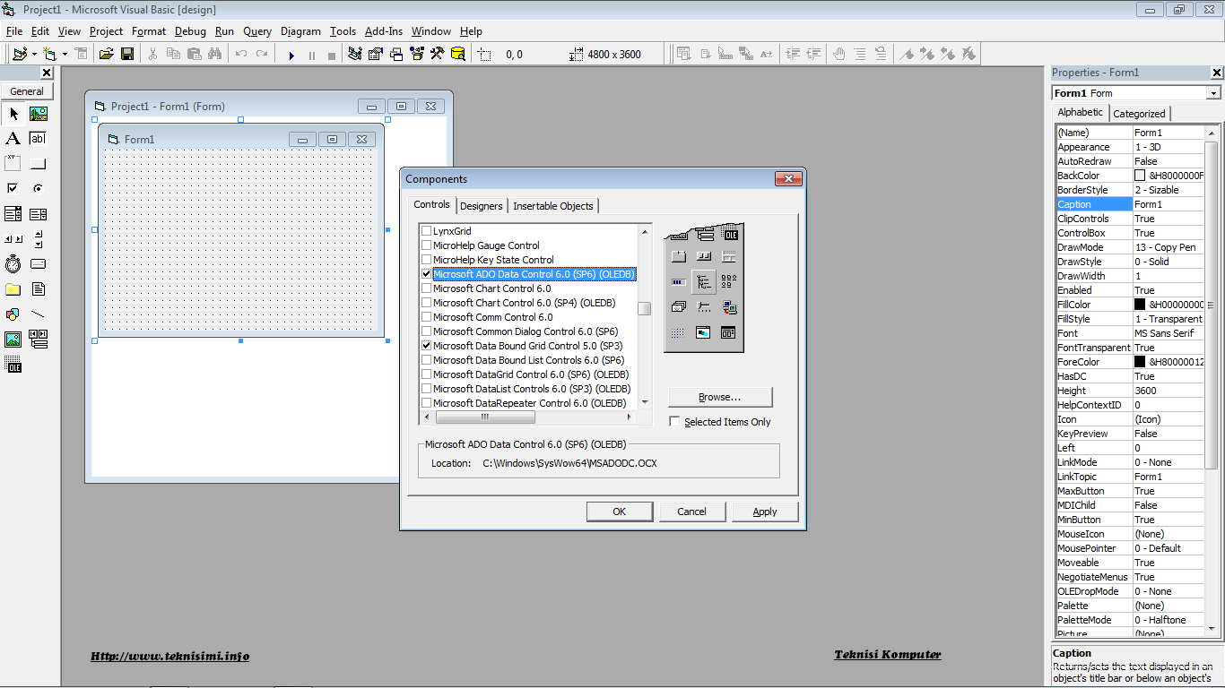 Cara Menambahkan Component Adodc Dan Dbgrid Di Vb 6 Teknisimi