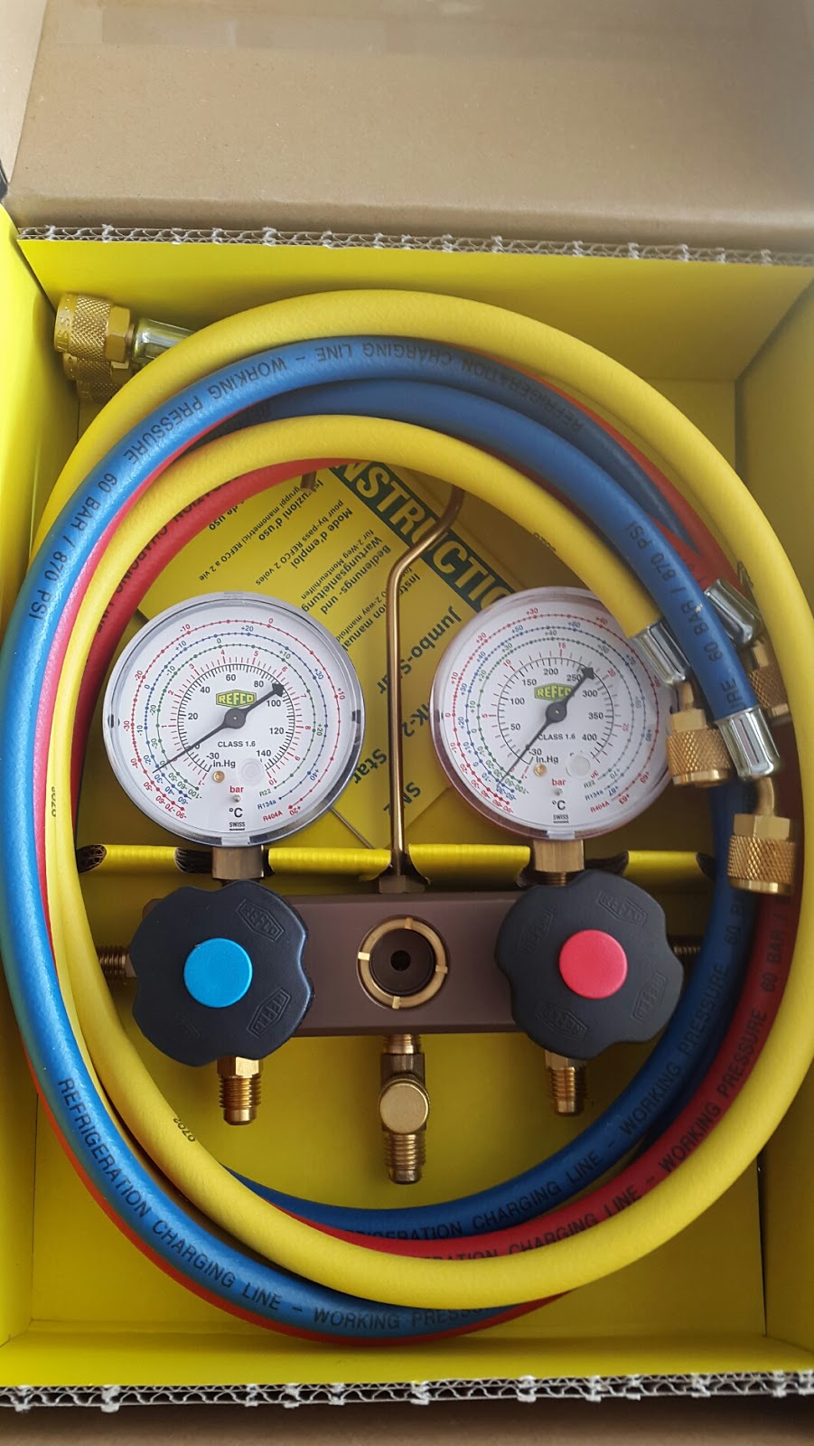 JUAL MANIFOLD GAUGE SET REFCO R410A R32 R134A R22 SWISS