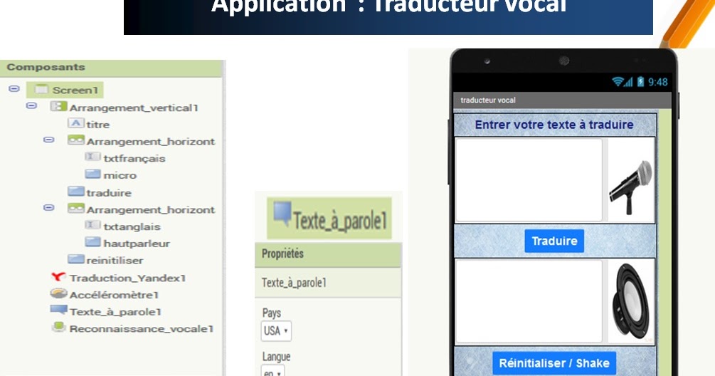 Tutorial MIT App Inventor 5: Voice translator#Traducteur vocal