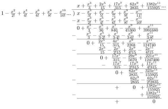 Beauty of Analysis: Dividing power series (2): More complicated examples