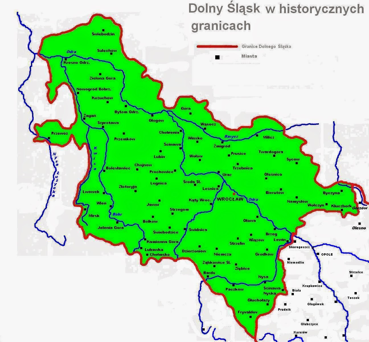 DOLNY ŚLĄSK: Historyczne granice Dolnego Śląska
