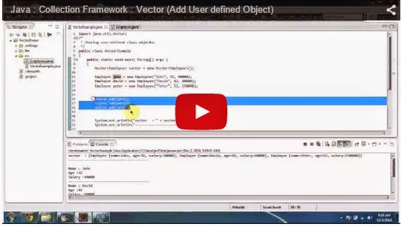 Java Ee Java Collection Framework Vector Add User Defined Object