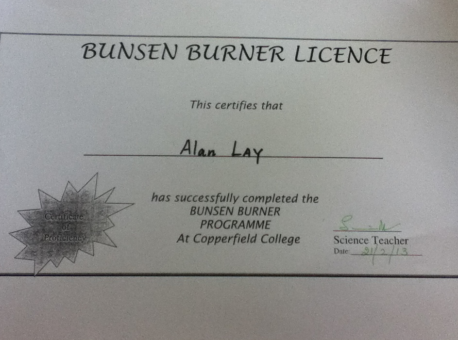 My Student Led Presentation: Bunsen burner licence