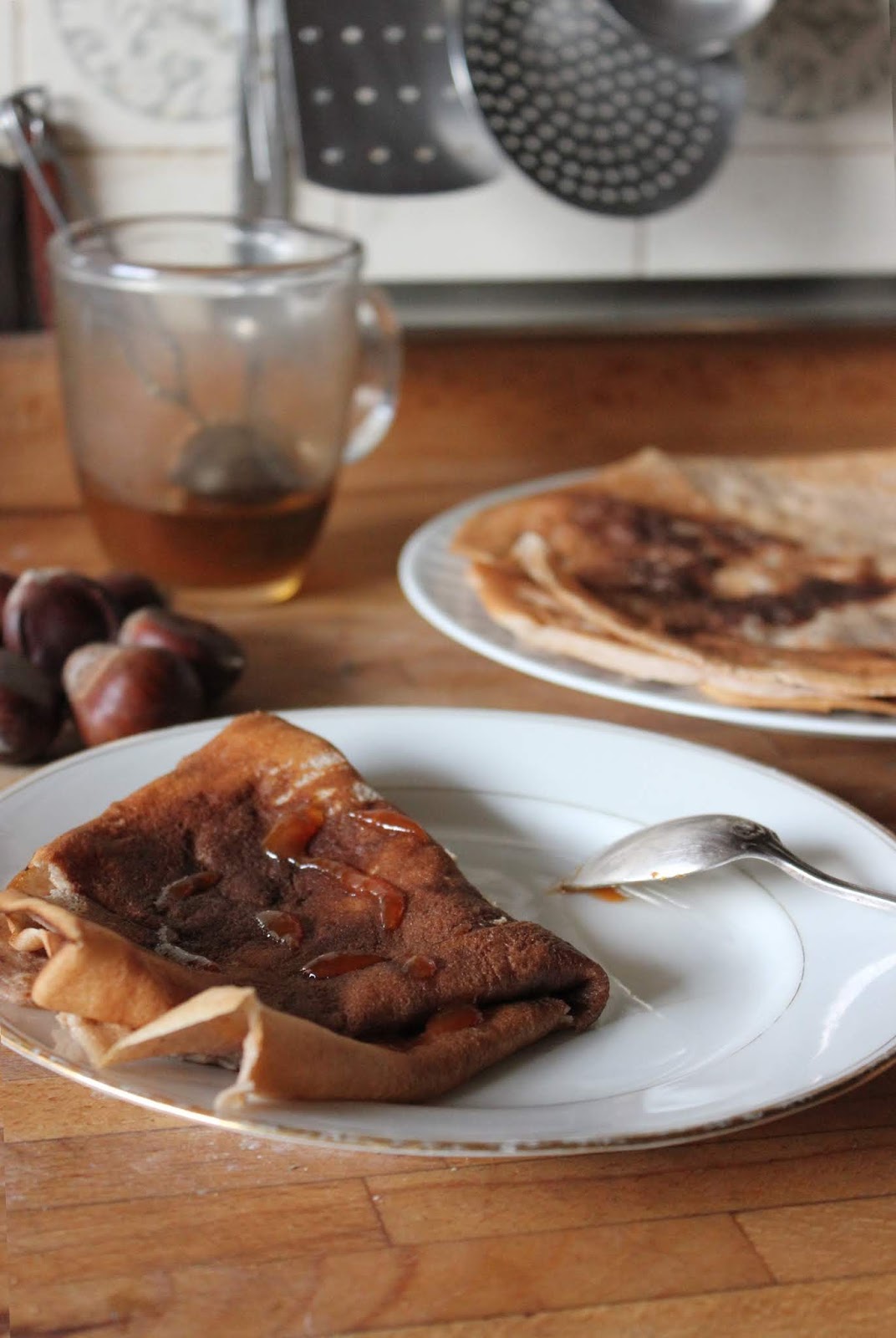 Cuillère et saladier: Crêpes à la farine de châtaigne