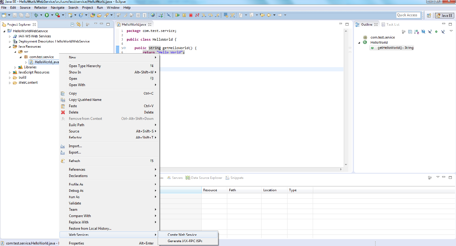 Learn Java and WCS: Creating sample webservice in Java
