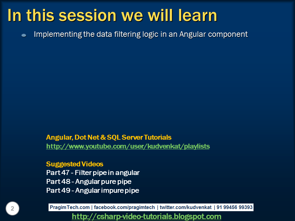 Sql Server Net And C Video Tutorial Data Filter In Angular Component Slides