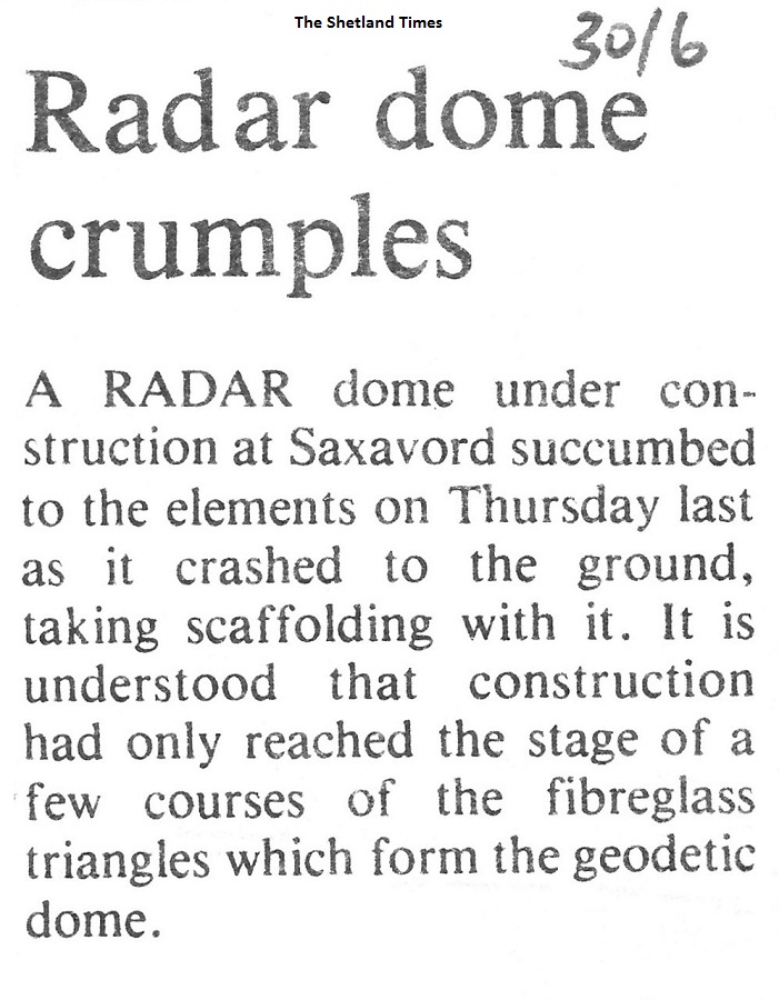 A History of RAF Saxa Vord: Type 93 Radome -1989