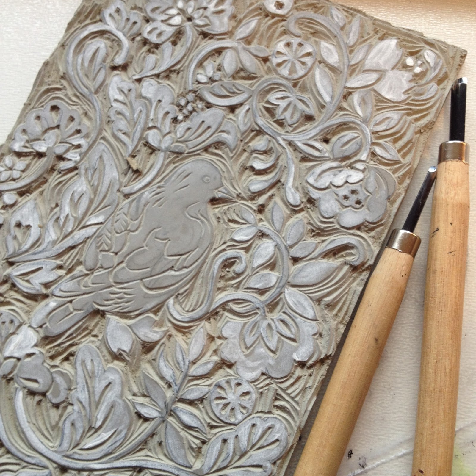 Clare makes: Spring birdy lino print / design