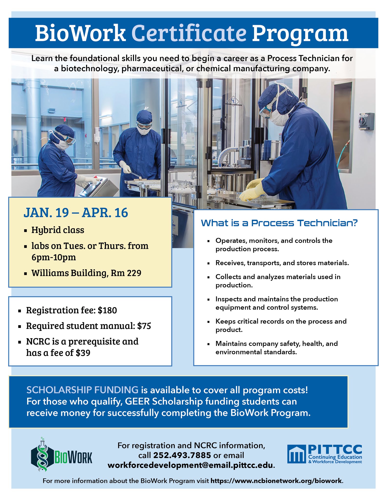 PCC Career Readiness Certificate: BioWork Certificate Program