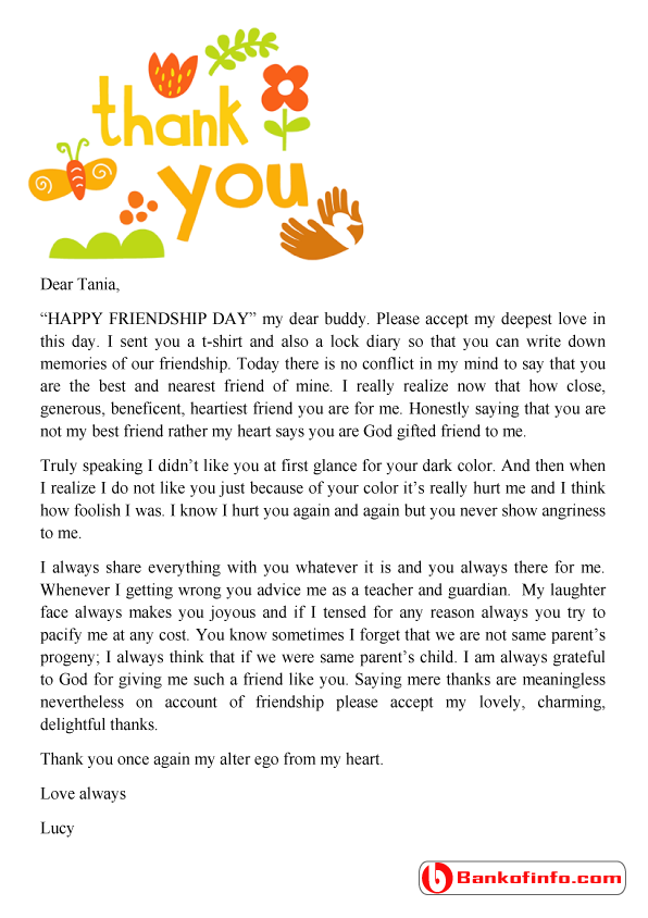 Thank You Letter For A Friend - Formal Letter