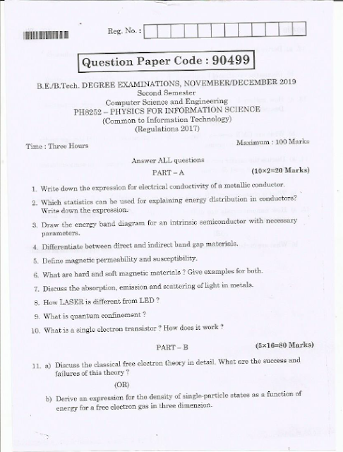 Anna University PH 8252 Physics For Information Science November ...