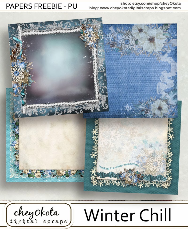 cheyOkota digital scraps: Winter Chill Freebie Stacked-Layered Papers