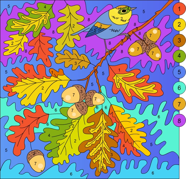 Nicole's Free Coloring Pages: Color by number Autumn