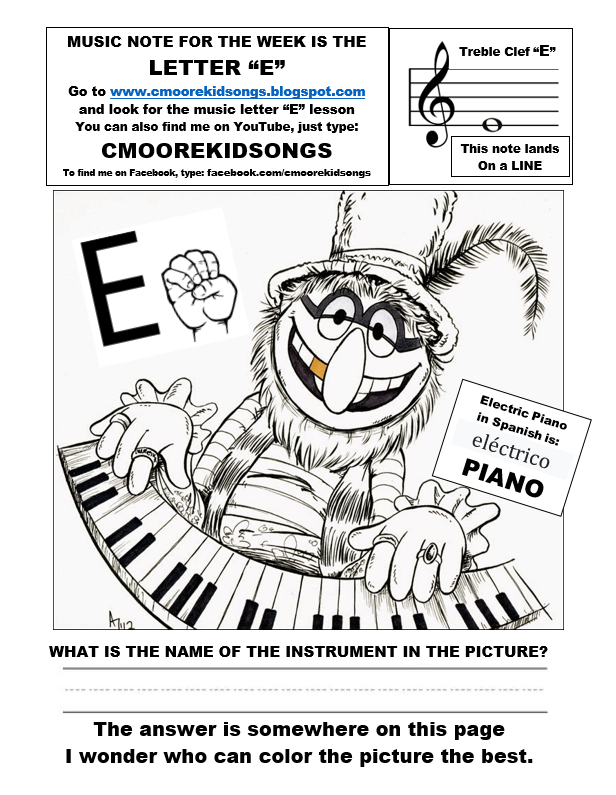 CMoore Kidsongs with Mrs. Carol Louise Moore: 1-5 Grade Music Letter E ...