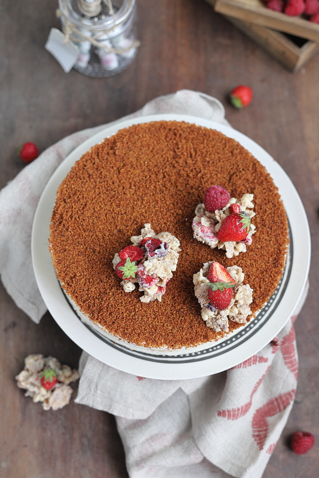 Croustillant fruits rouges et chocolat blanc