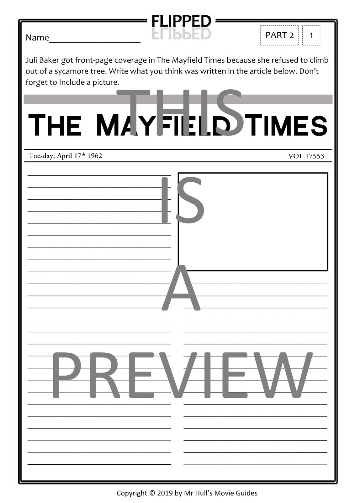 Flipped Movie Guide + Writing Activities - Answer Keys Included ~ Movie ...