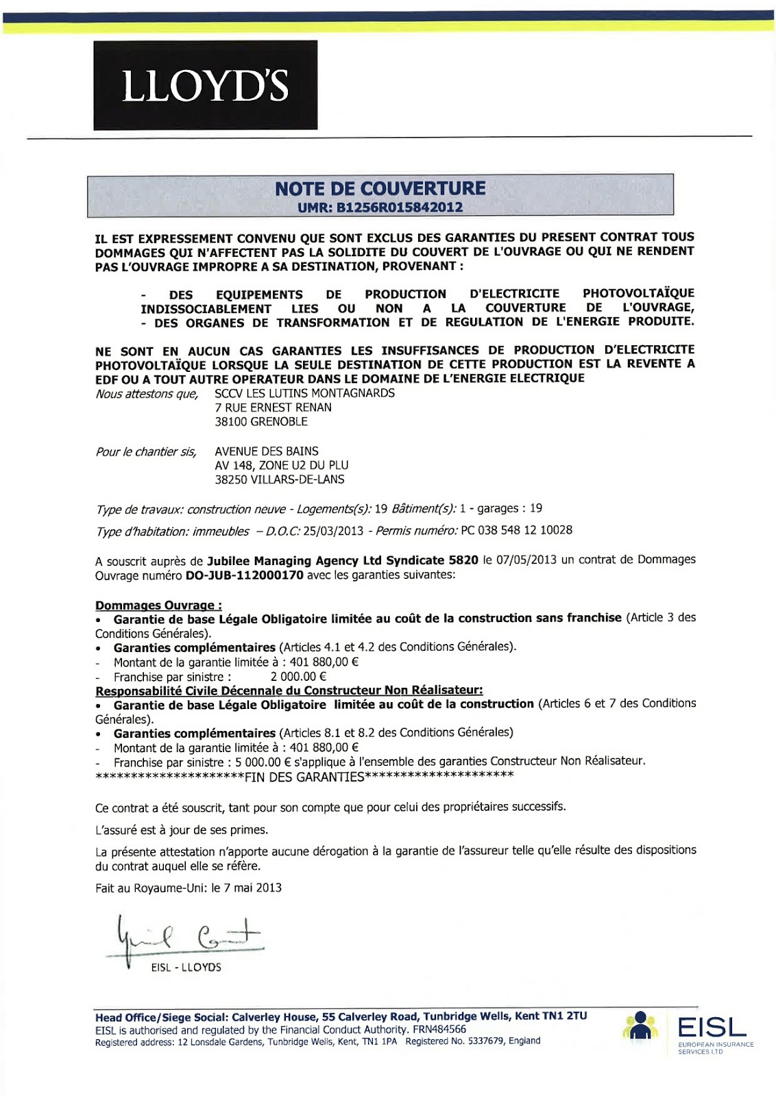 EISL : Assurance DO | les Lutins : Immeuble neuf Villard de Lans Vercors