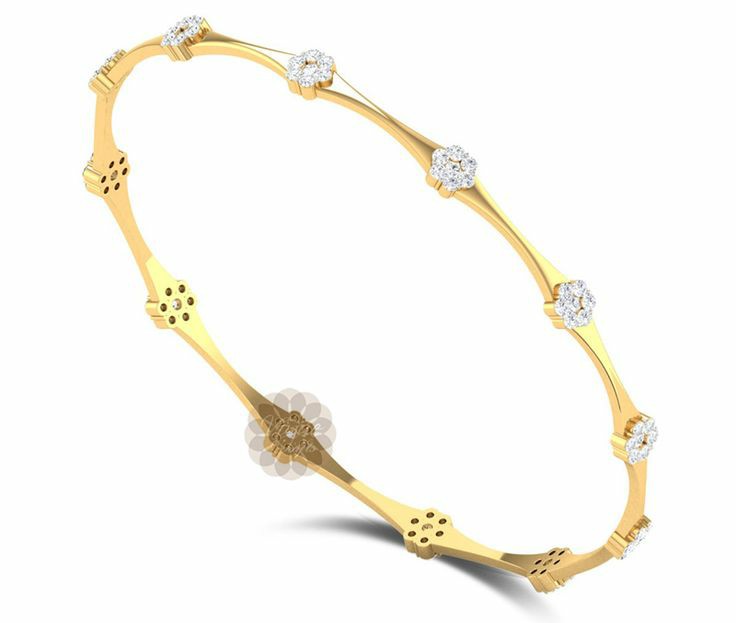 Simple gold and diamond bangles