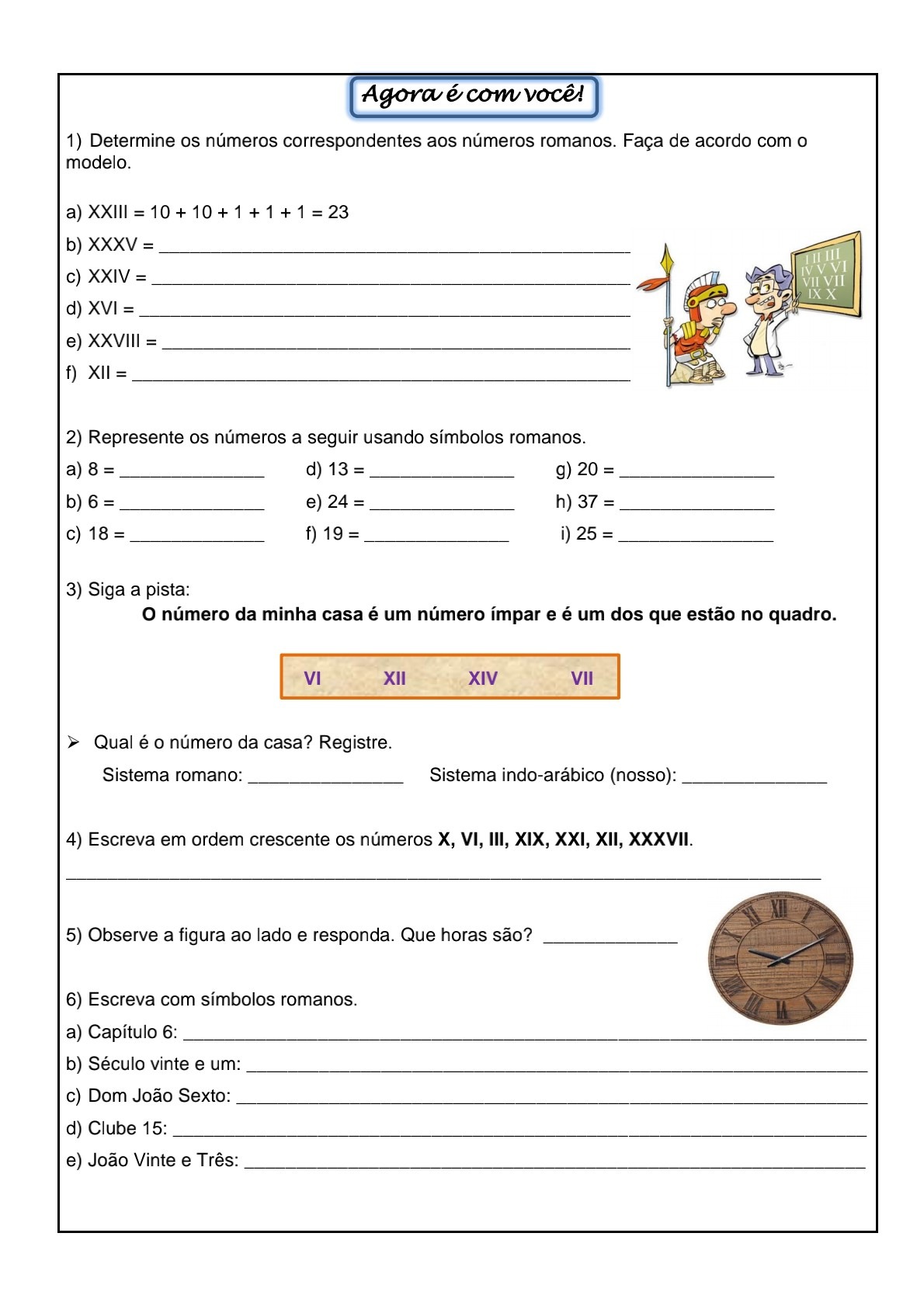 Números Romanos Exercícios 6 Ano Pdf - RETOEDU