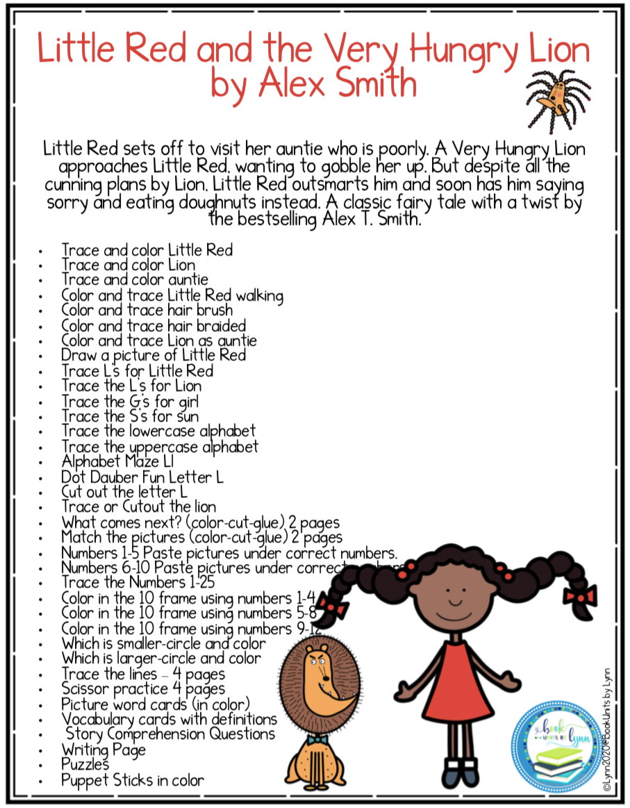 LITTLE RED AND THE VERY HUNGRY LION BOOK UNIT AND BOOK CRAFT ~ Book ...